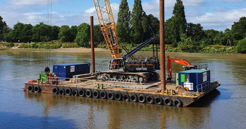 Pontoons at work as various marine civil engineering projects progress ...